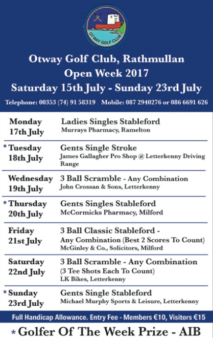 Open week starts at Otway Golf Club, Rathmullan - Donegal News
